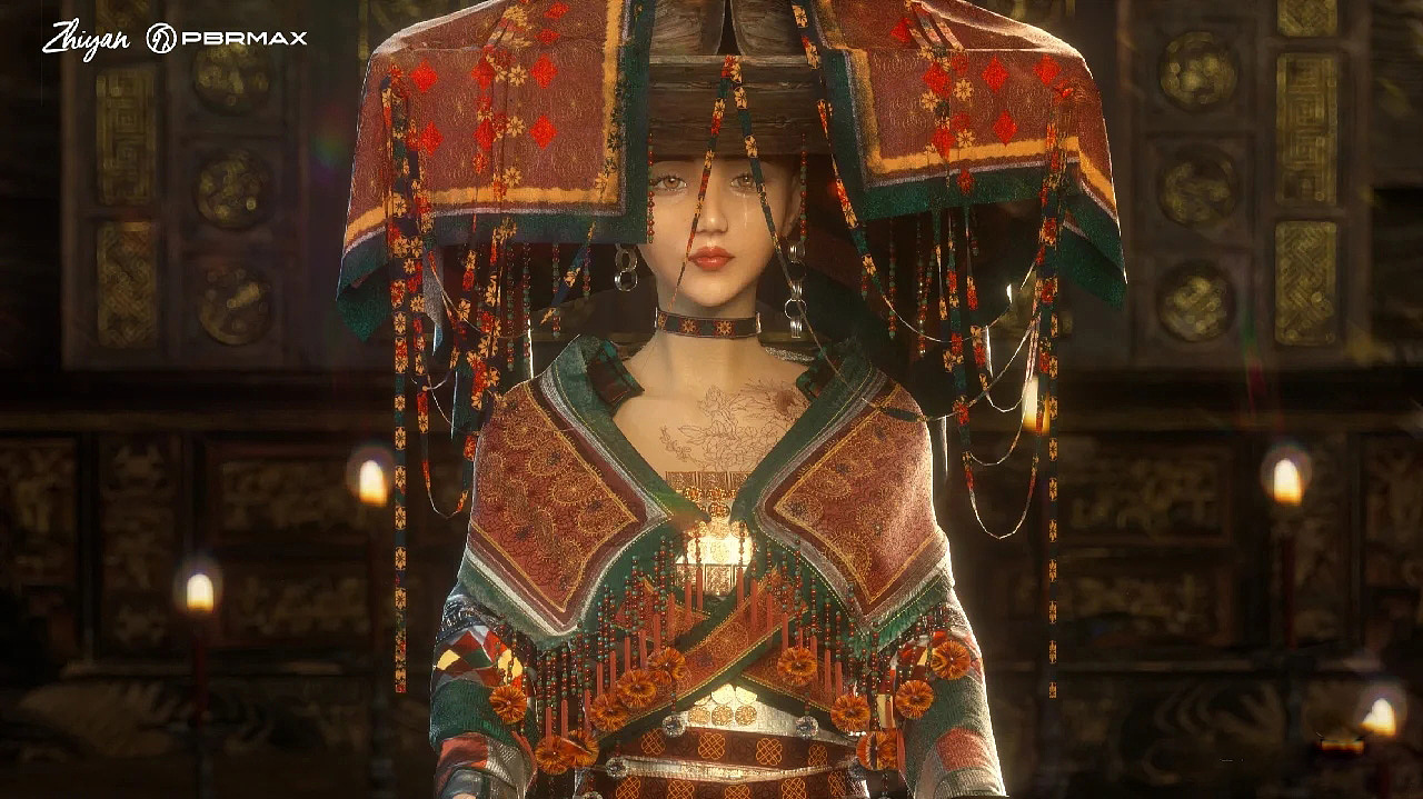 赛博风 · 苗族民族新娘服饰_pbrmax-站酷ZCOOL