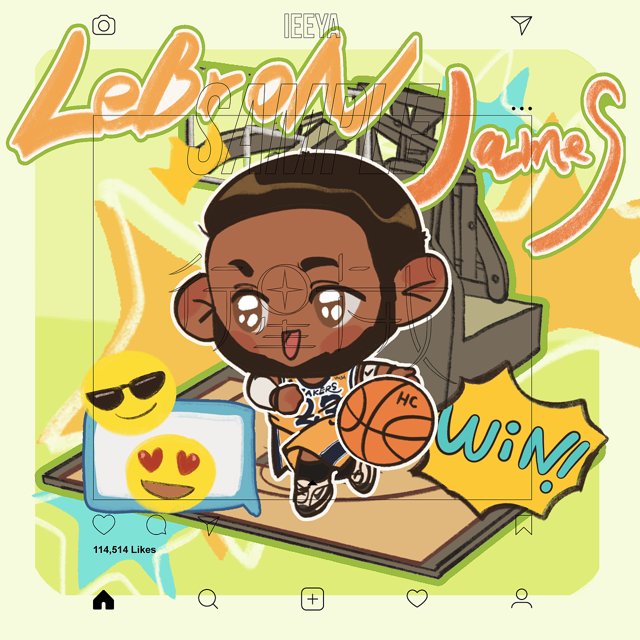 NBA勒布朗詹姆斯Q版_行星卡戎-站酷ZCOOL