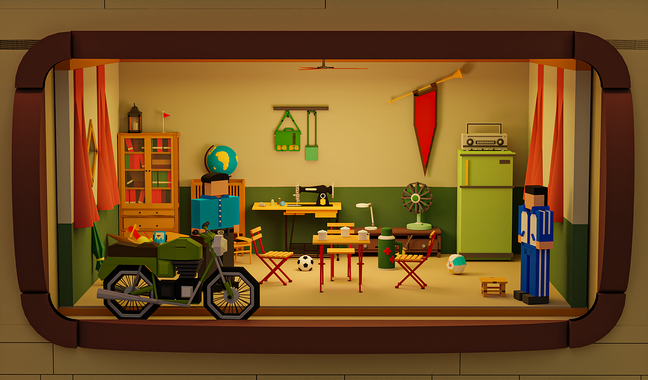 【复古lowpoly建模分享】欢迎来到80年代 ~_图形起源-站酷ZCOOL