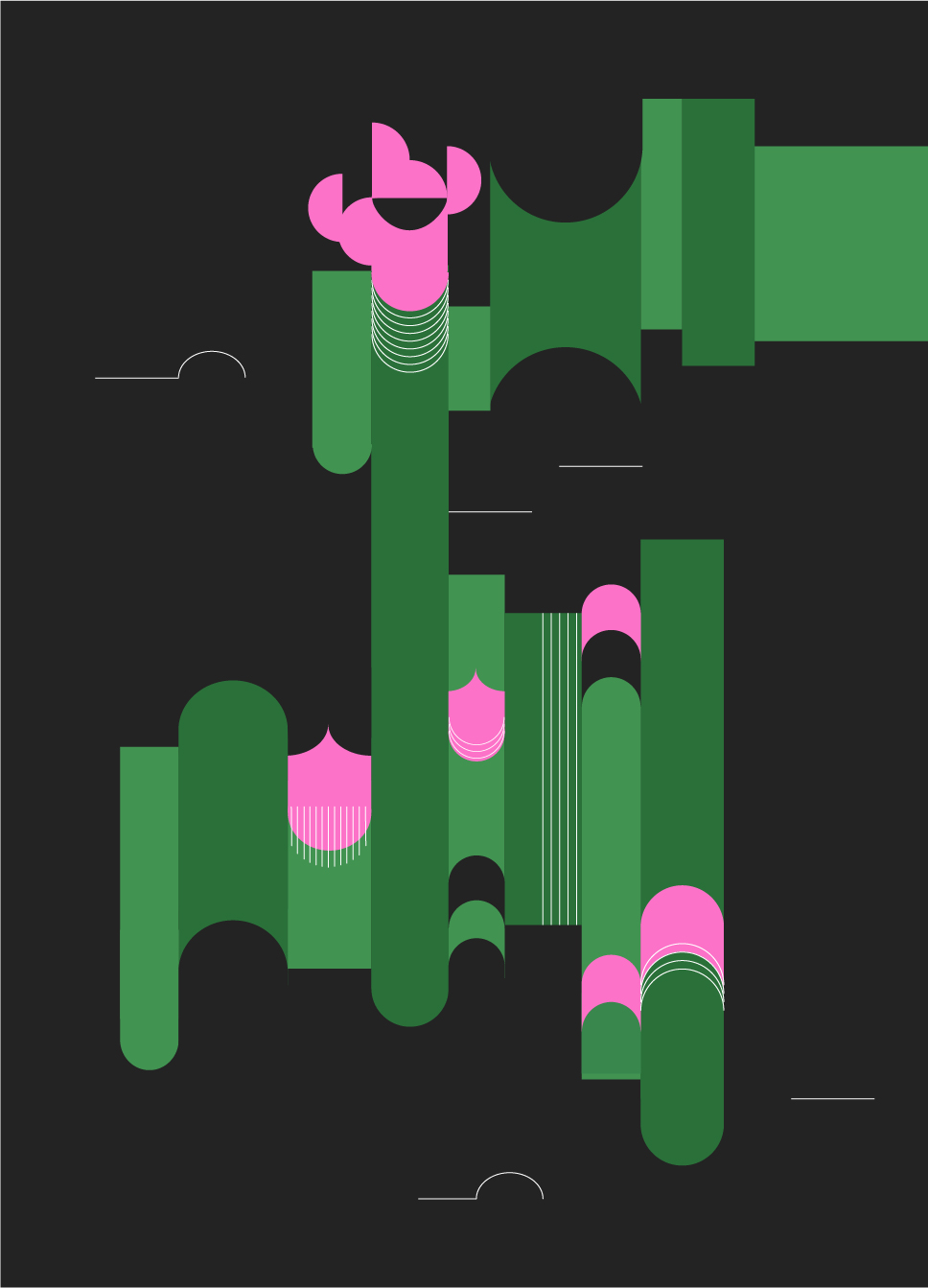 几何构成插画—荷花_早睡小狗-站酷ZCOOL