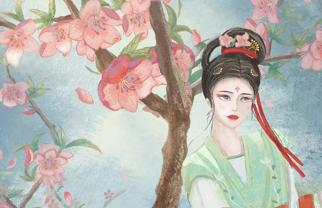 以诗经《桃夭》为灵感作画，会不会更像《聊斋》？_质本洁-站酷ZCOOL