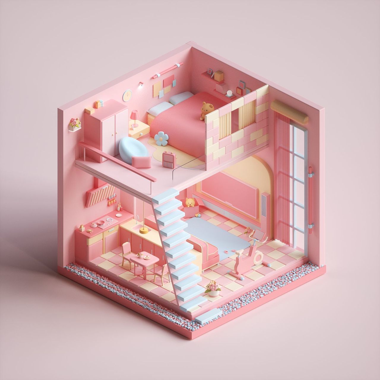 近期C4D零基础课程小房间案例优秀作业-C4D蜂巢计划_我就是NiaoNiao-站酷ZCOOL