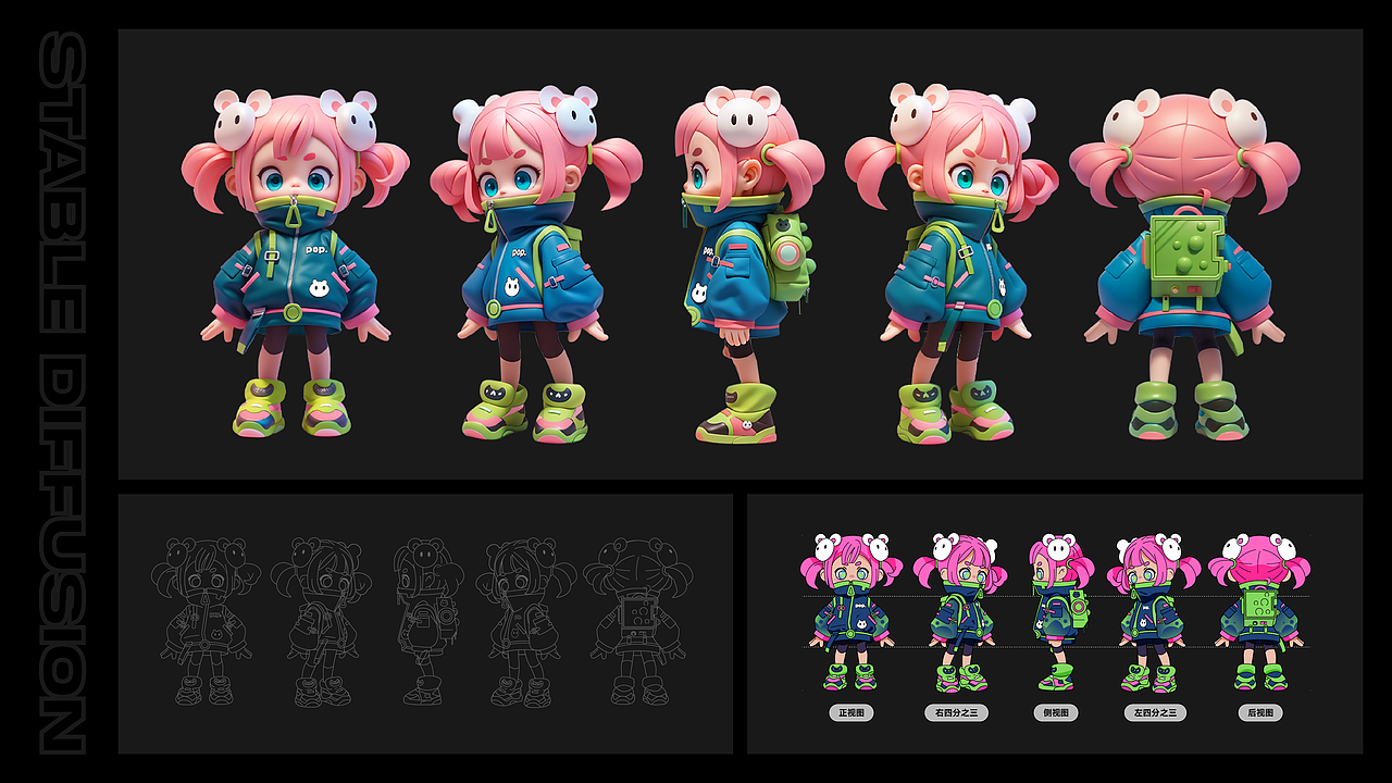 AIGC-利用SD生成角色3视图及场景海报_Anita96-站酷ZCOOL