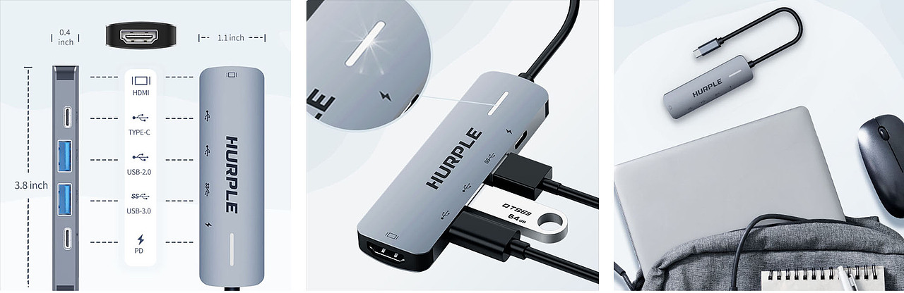 亚马逊 HURPLE USB-C扩展坞 电商设计_Edgarlee-站酷ZCOOL