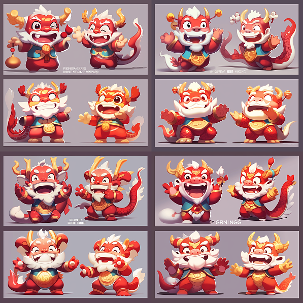 2024生肖龙 喜庆动作系列_IMint-站酷ZCOOL