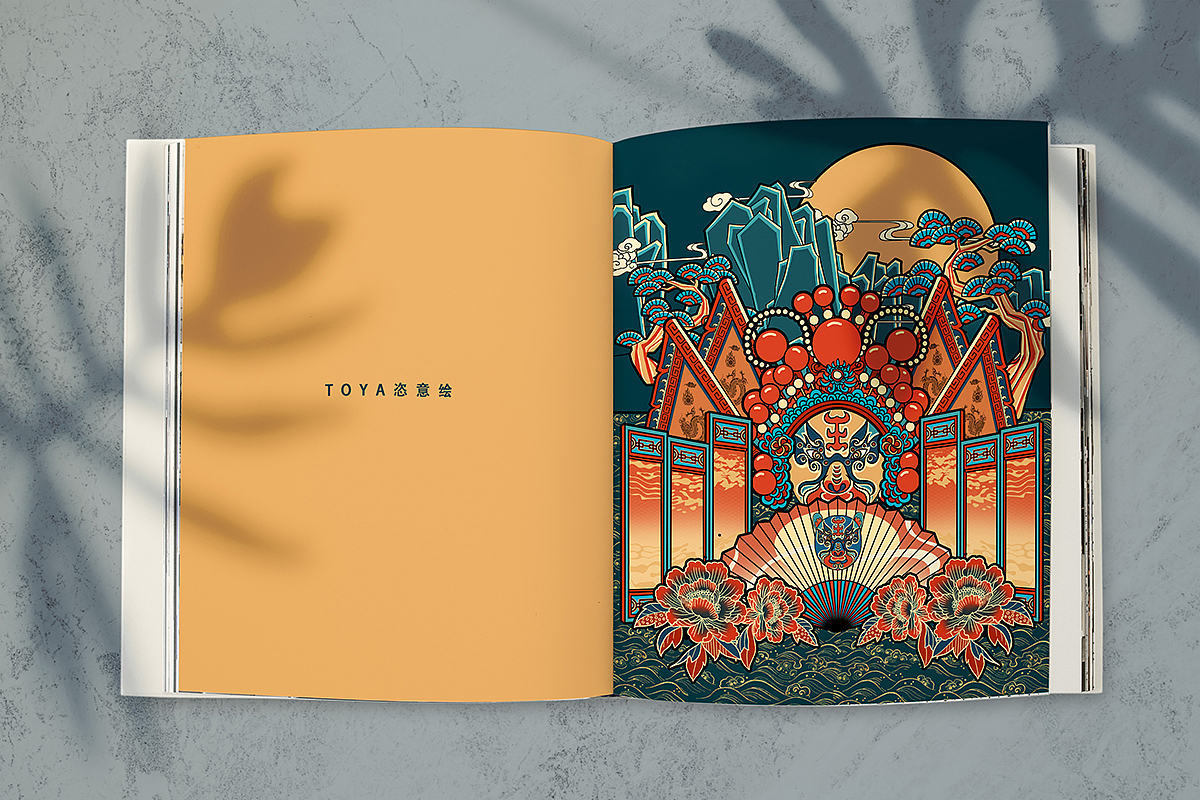 戏曲风格包装插画_toya恣意绘-站酷ZCOOL