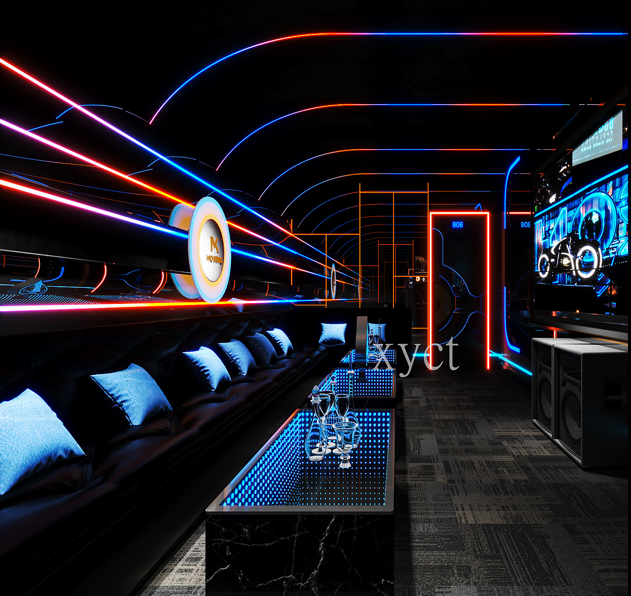 星夜设计--赛博朋克风KTV包厢//年轻的味道_tang唐恬-站酷ZCOOL