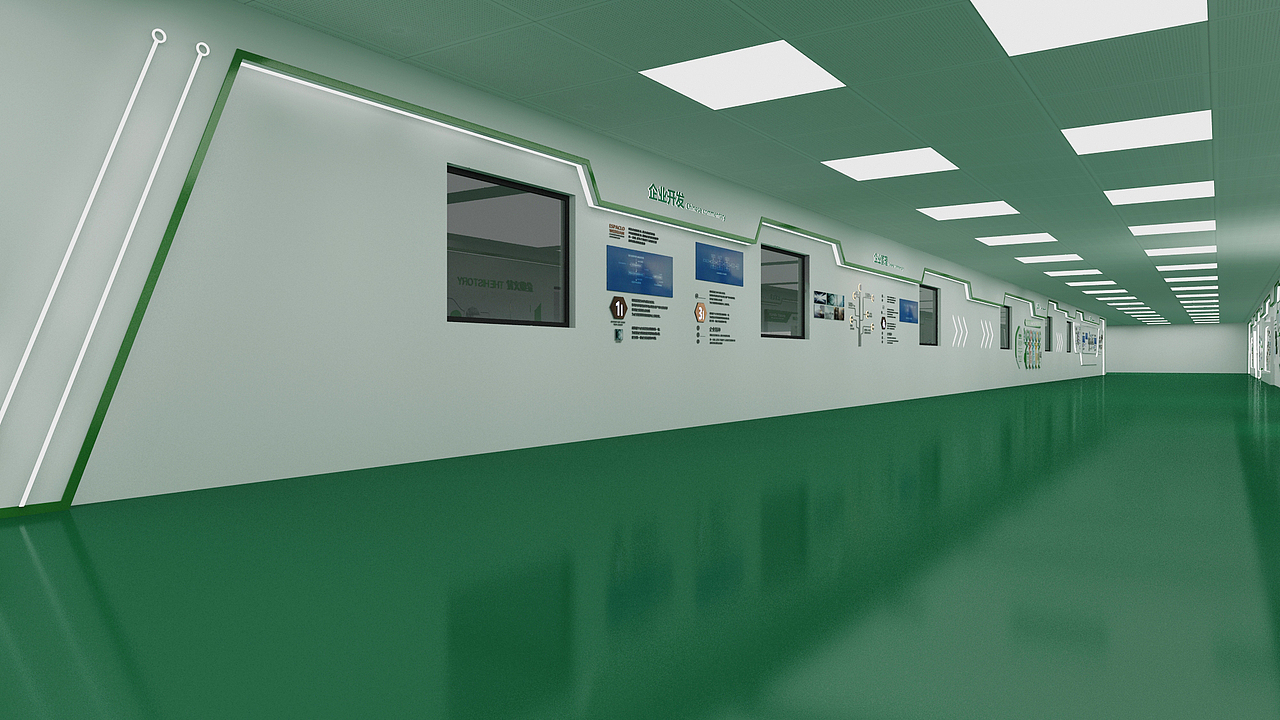 金锋科技走廊设计3D效果图_3D设计师NG男-站酷ZCOOL