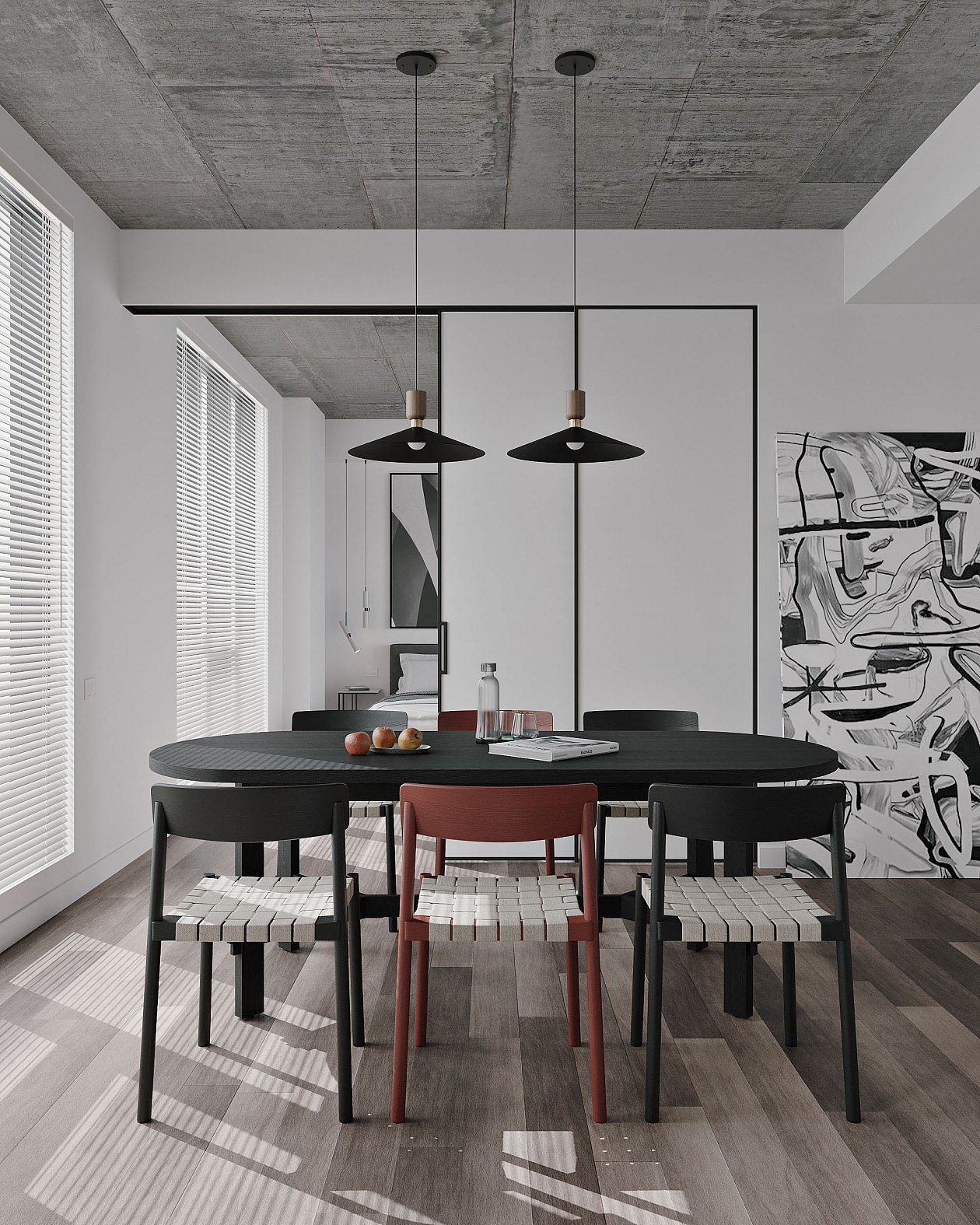 现代客餐厅效果图表现_王彤ing-站酷ZCOOL