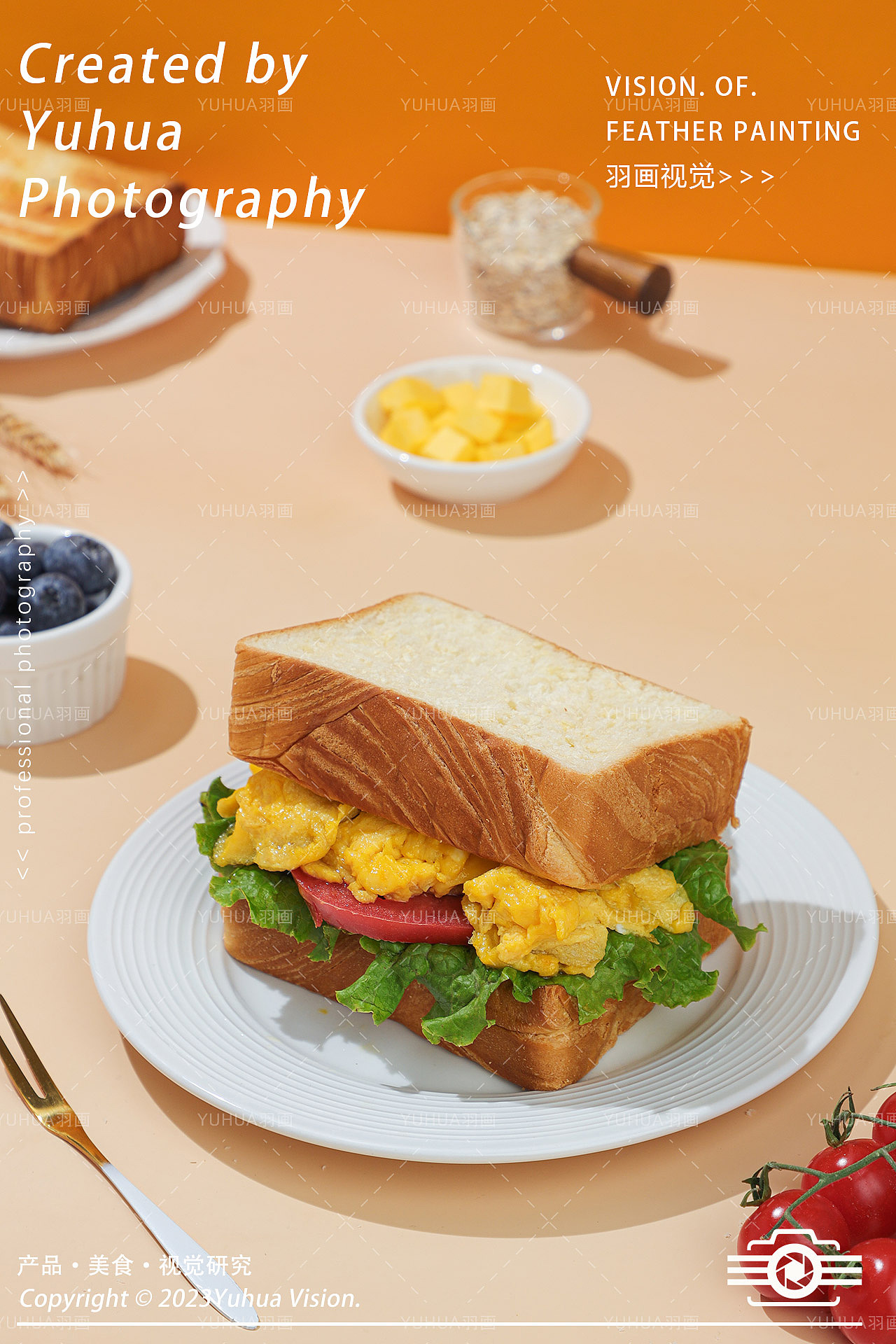 黄油厚切吐司 三明治 烤面包 全麦土司 奶黄小面包汉堡_YUHUA羽画-站酷ZCOOL