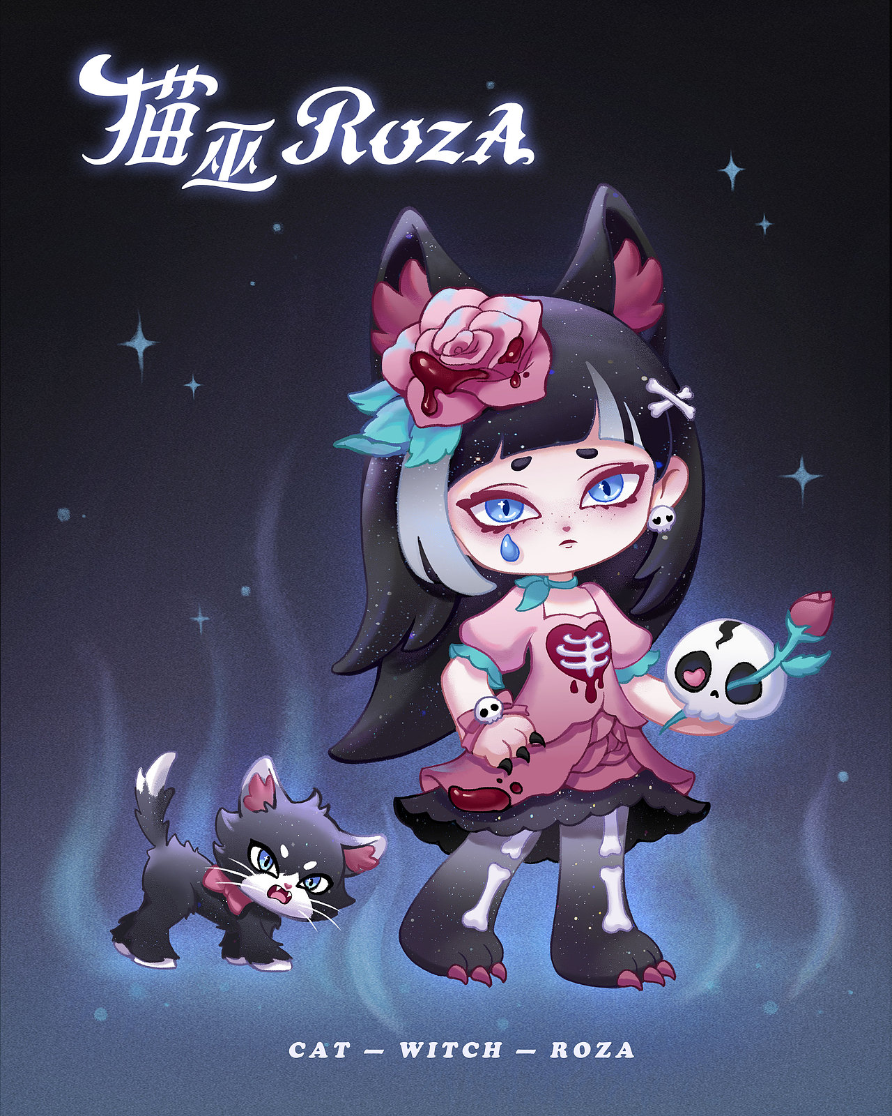 【原创潮玩IP】猫巫Roza 鬼魅倩影 血色开场_猫巫Roza-站酷ZCOOL