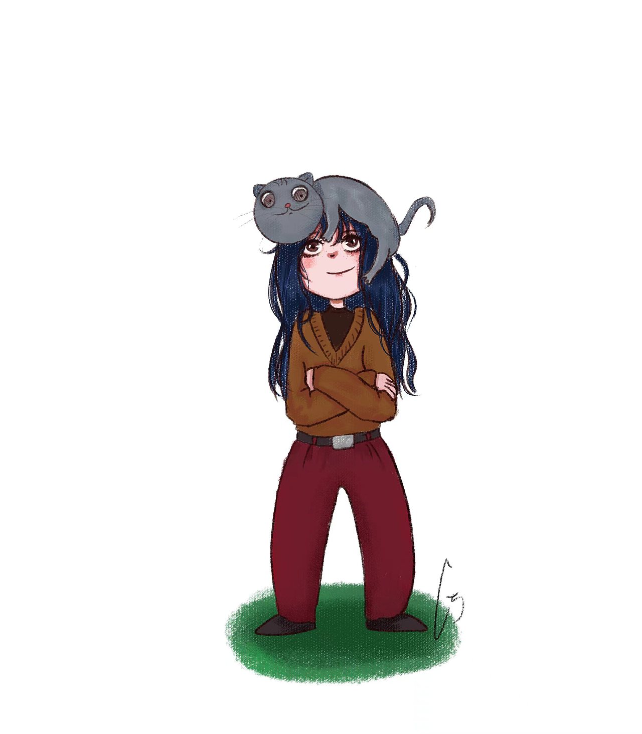 骑着猫猫摸月亮_Janet_柒色-站酷ZCOOL