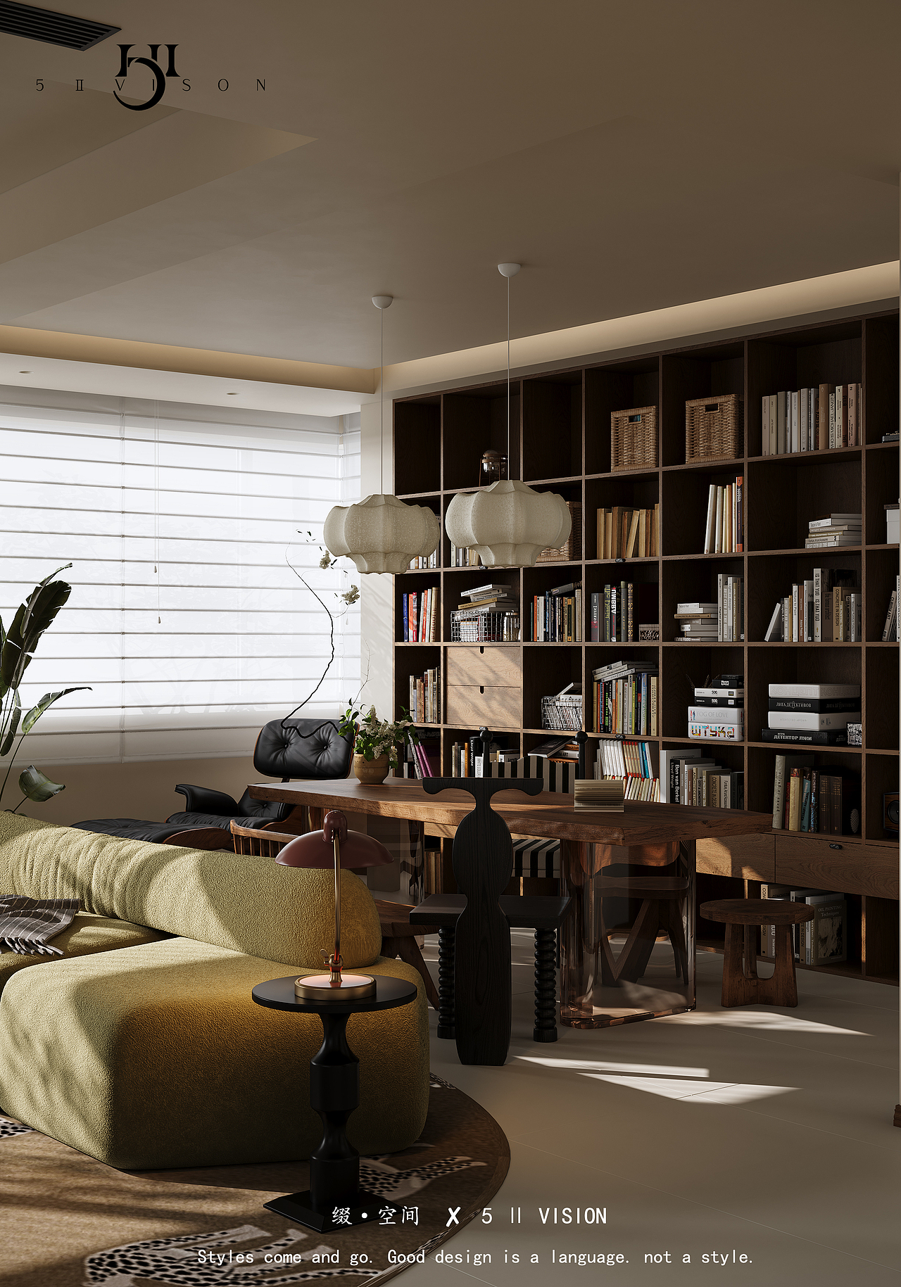 中古风客餐厅卧室_5贰设计-站酷ZCOOL