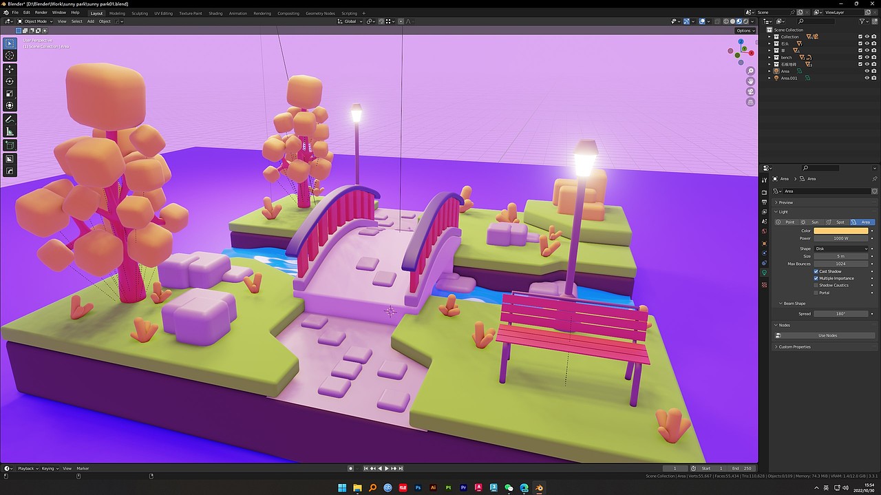 2.5D 三维LowPoly公园 _祝巍-站酷ZCOOL