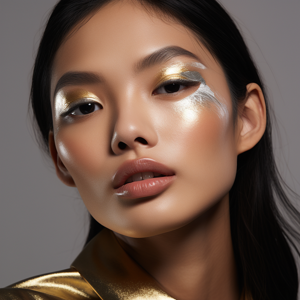 金属科技感妆容女性头像（niki × midjourney）_niki勤-站酷ZCOOL