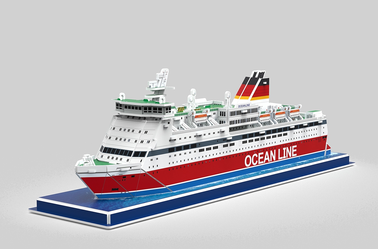 红色游轮_立体拼图设计_纸模设计师JENTC-站酷ZCOOL
