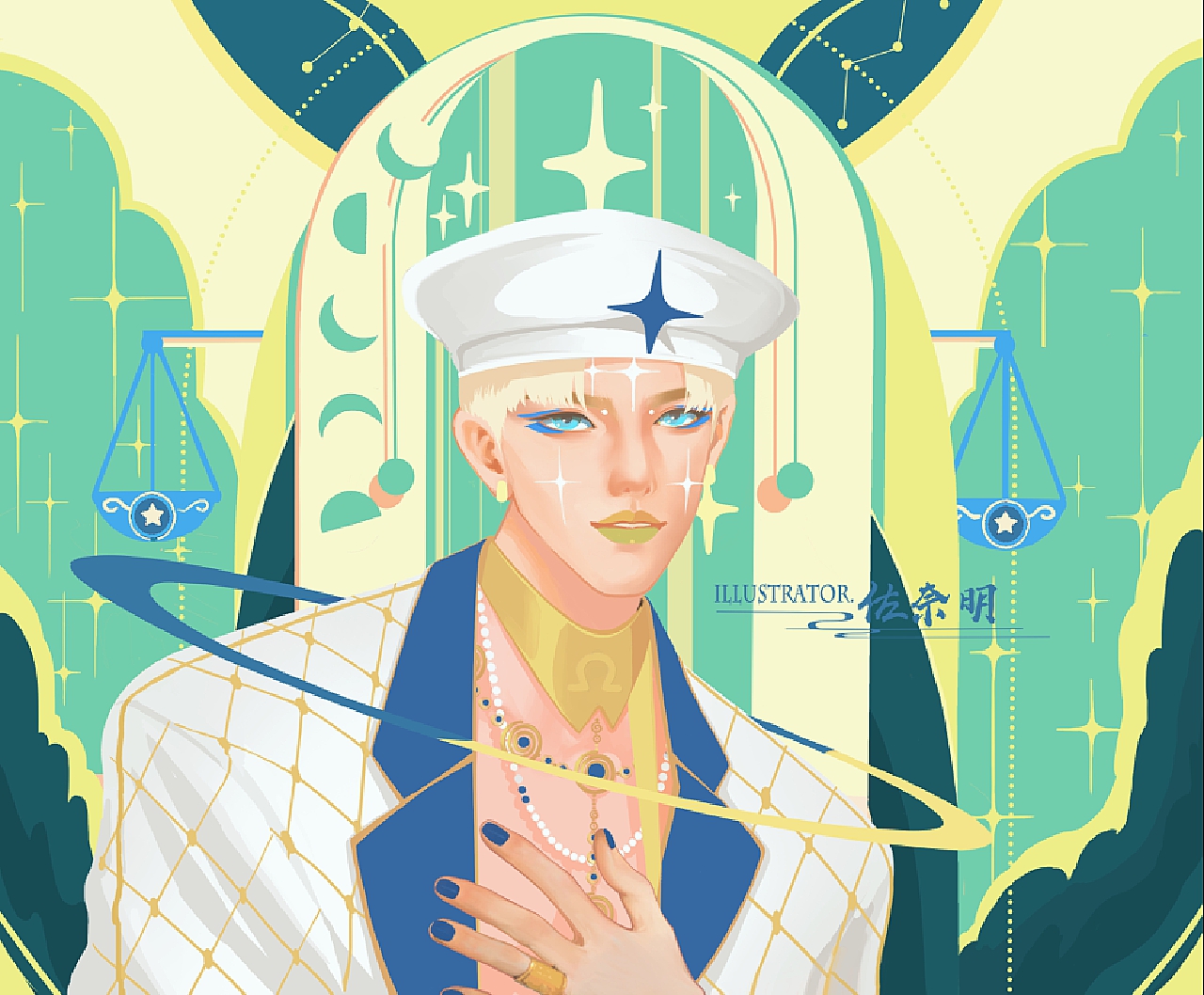 星座系列插画天秤座奈明 站酷zcool