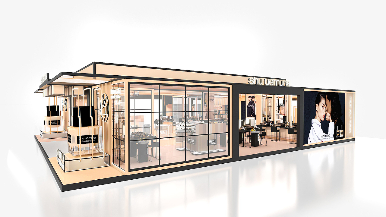 化妆品展台设计 植村秀she uemura 小方小光粉底液_clean_Liu-站酷ZCOOL