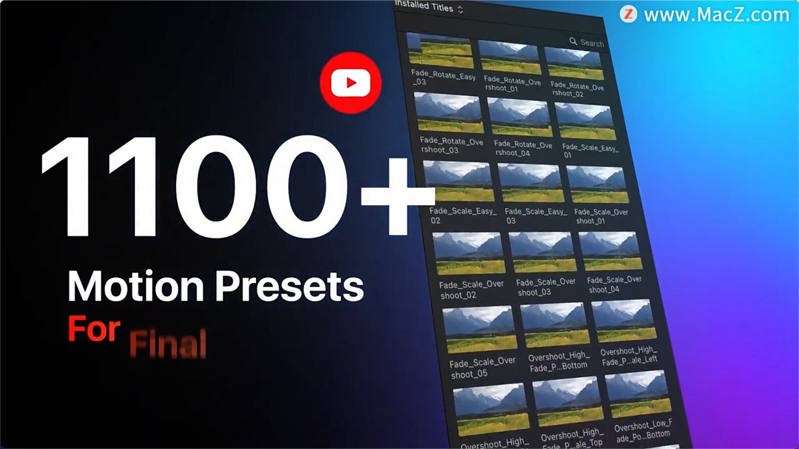 FCPX插件:1100种图层运动缓入缓出弹跳蹦跶动画预设Motion Presets_顽石宝玉-站酷ZCOOL