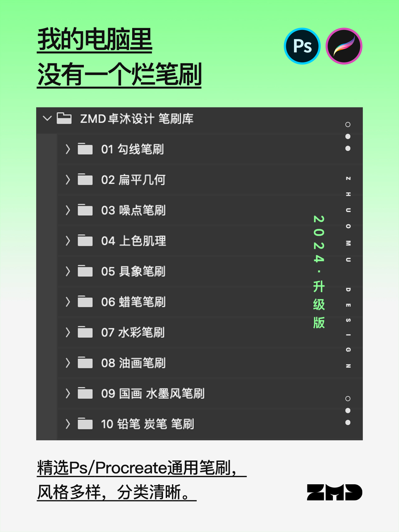 没有一个“烂”笔刷：Ps/Procreate通用！包含超多大佬同款笔刷。草稿勾线噪点上色等。_ZMD卓沐设计-站酷ZCOOL