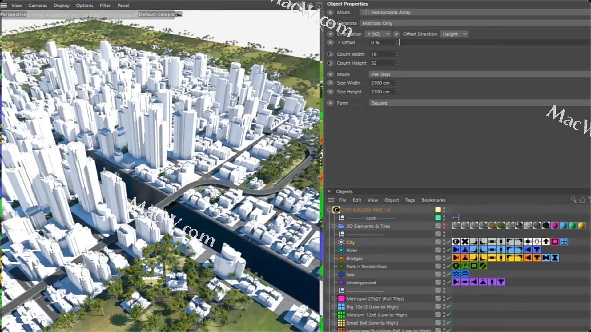 C4D插件：自适应生成三维城市建筑预设CityBuilder Pro_Mac小素材-站酷ZCOOL