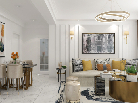 春江花月圆 样板间1号简欧风格客餐厅展示——Lay蔣_小蔣2986-站酷ZCOOL