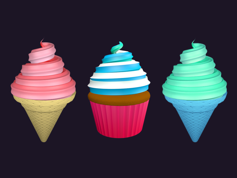 C4D建模练习-冰激凌_woow_wu7-站酷ZCOOL