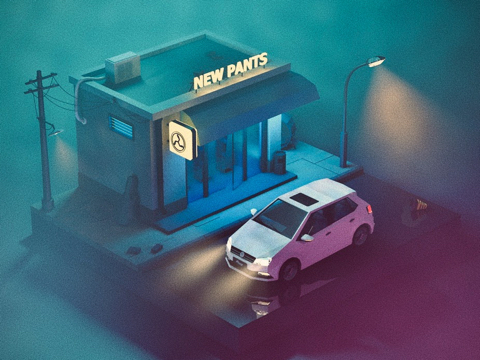 C4D-007 低面小车和场景_穆马工场-站酷ZCOOL