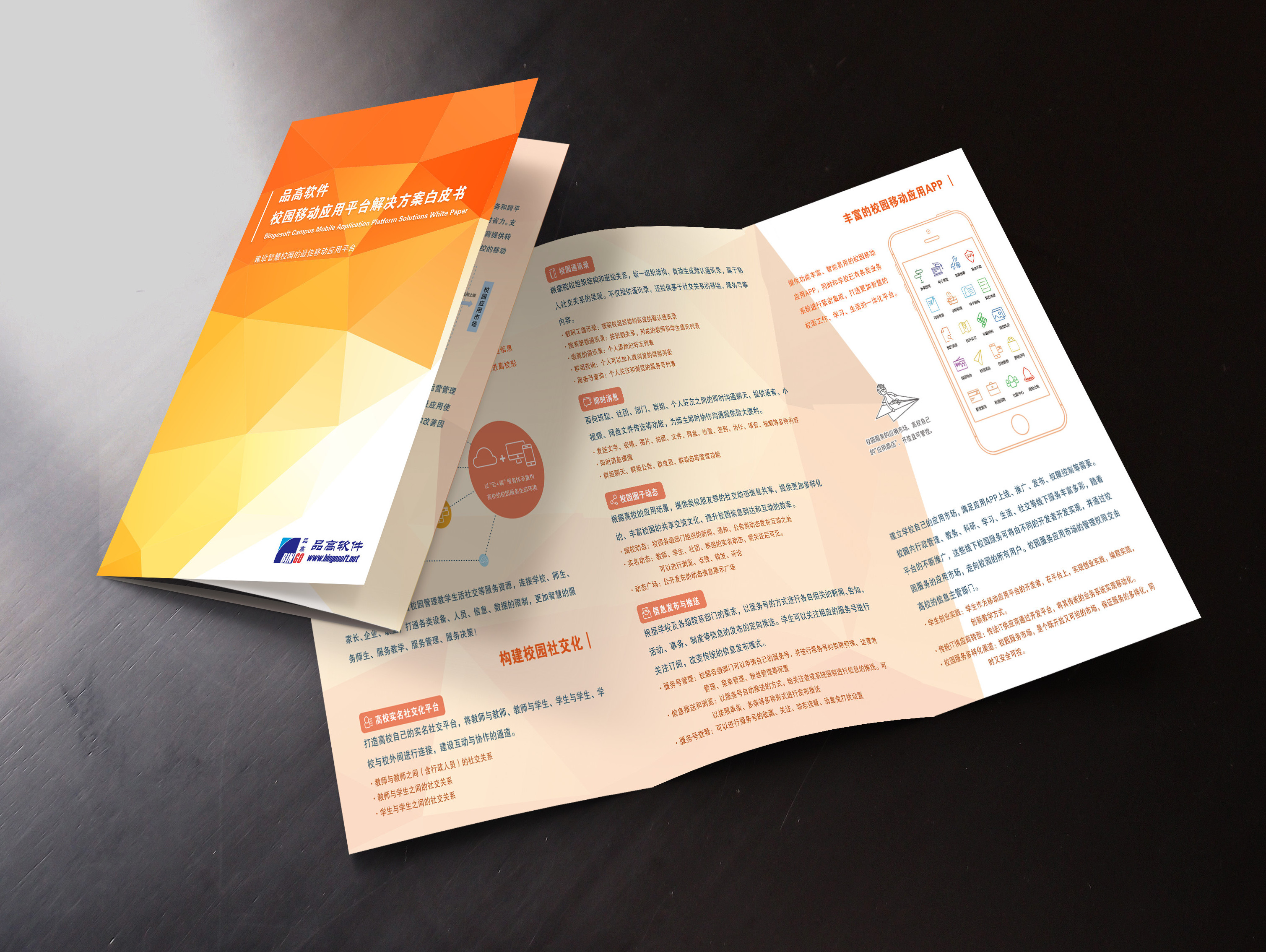 为公司的校园App开发宣传做的三折页_夜枫Ryan-站酷ZCOOL