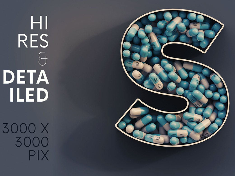 医疗药丸字体3D立体药品字体设计font1016_设计石代-站酷ZCOOL