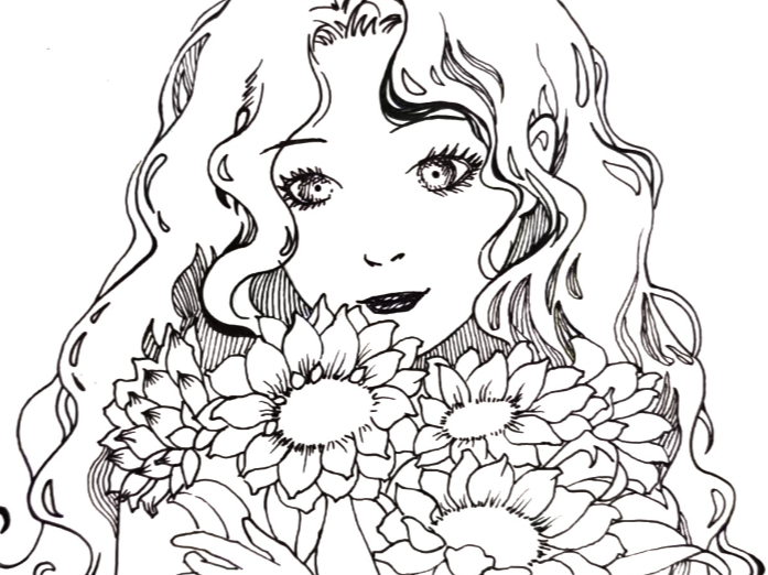 怀抱花卉的女孩_寻_xun-站酷ZCOOL