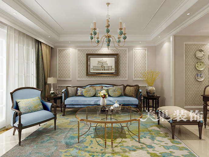 郑州裕华光和世界127平三室两厅美式装修样板间_设计师亚楠-站酷ZCOOL