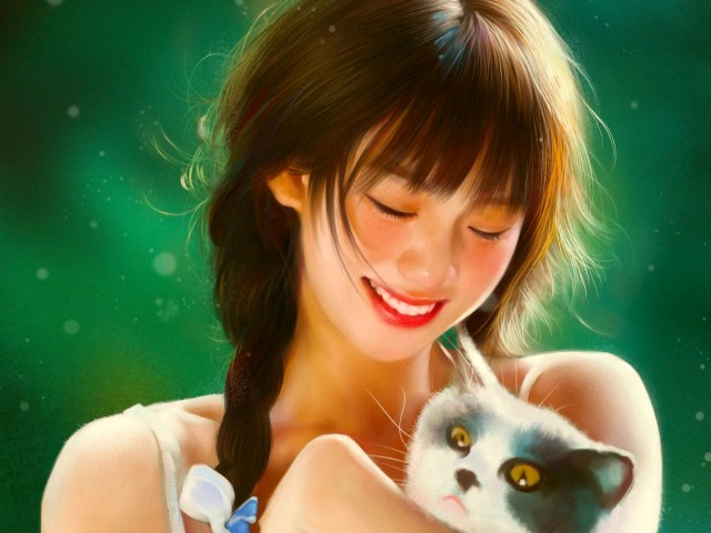 画个爱猫的小姐姐_mumulike-站酷ZCOOL