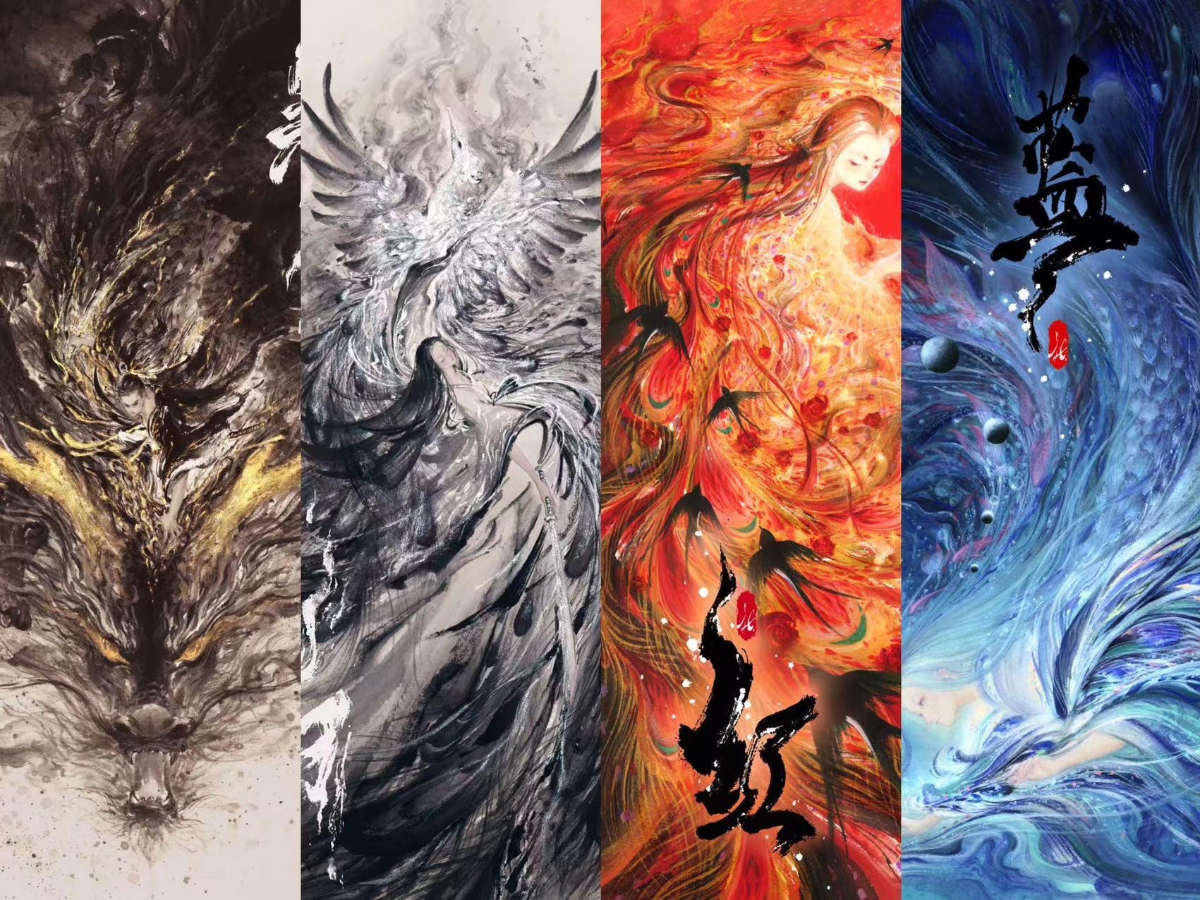 新国画 |2022年终总结| 手绘国风古风游戏影视艺术海报_何塞特Herset-站酷ZCOOL