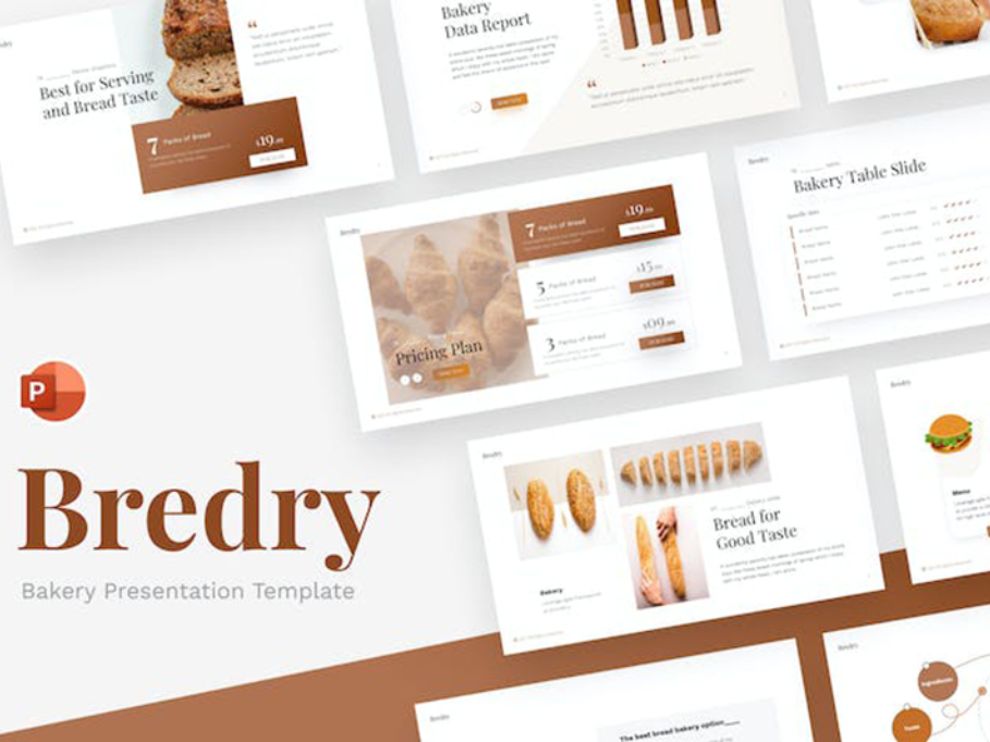 20页面包烘焙食品主题国外PPT模板_爱晴天-站酷ZCOOL