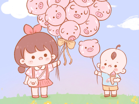 悦悦酱猪猪气球壁纸_尹小悦Alisayue-站酷ZCOOL