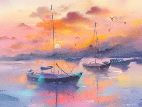 停泊_zane水彩-站酷ZCOOL