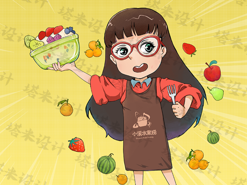 水果捞少女ip形象设计_弹吉他的大象-站酷ZCOOL