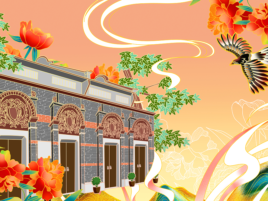 中共一大会址主题插画_多肉芦荟-站酷ZCOOL