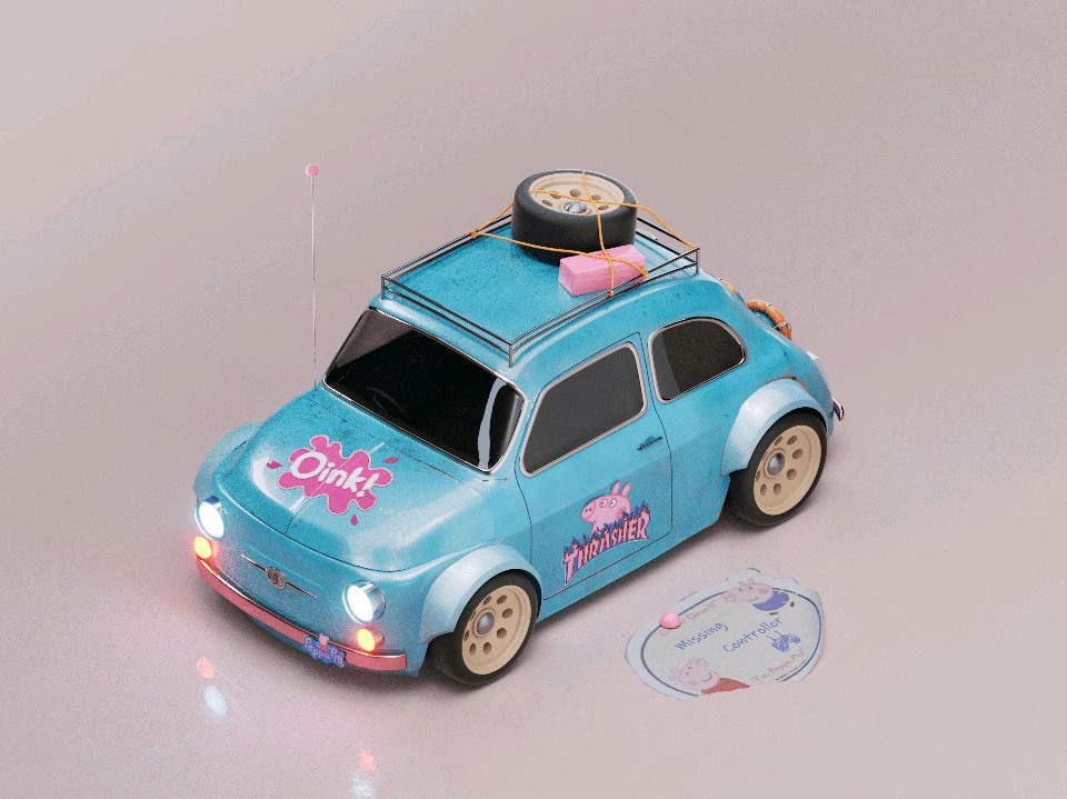 PeppaPig卡通小车-产品渲染_Mellow_Huang-站酷ZCOOL