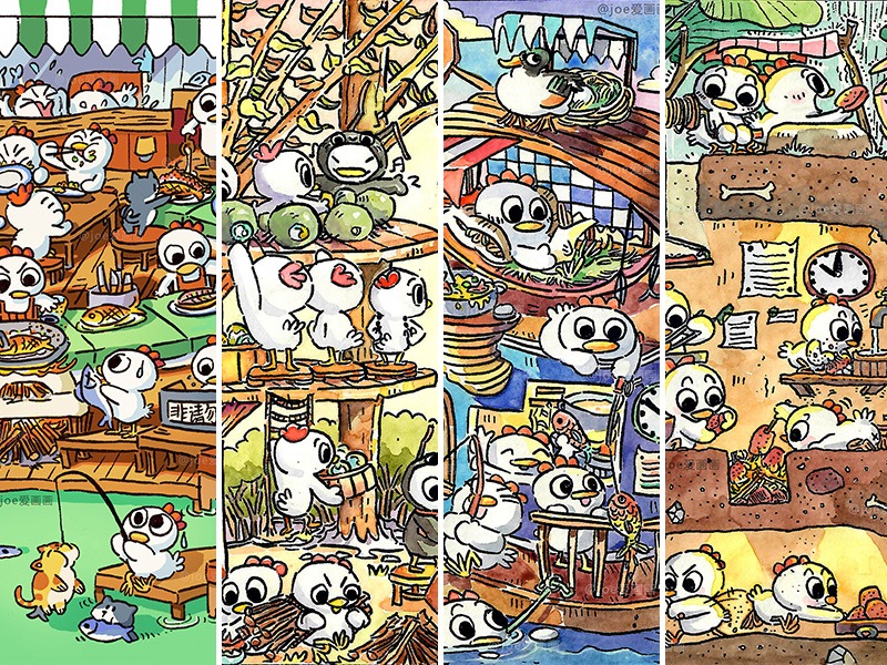 11岁女儿原创插画《粥粥鸡》_Joe爱画画-站酷ZCOOL