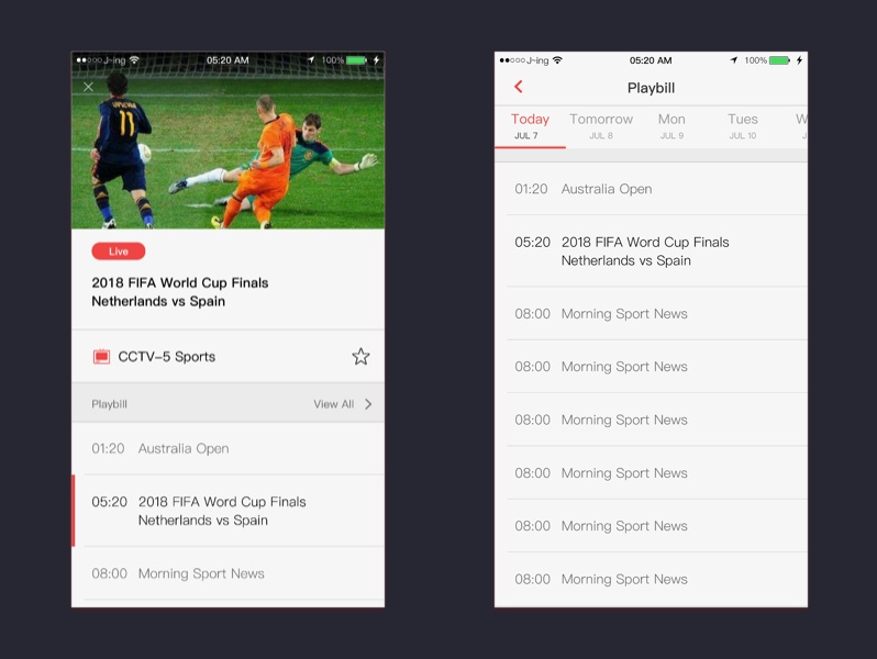 Live TV UI_老湿敷-站酷ZCOOL