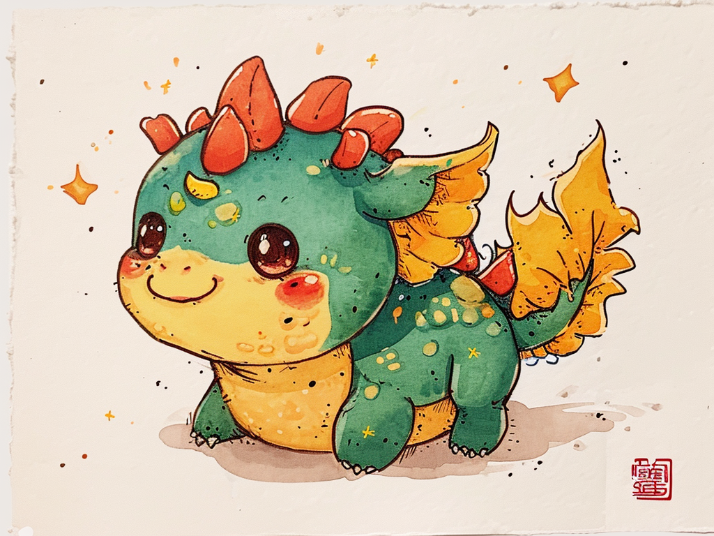 midjourney-可爱版小龙仔（AI习作）_pearl耶-站酷ZCOOL