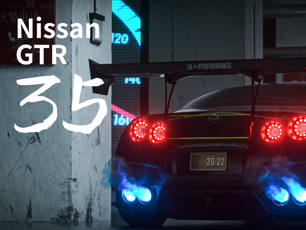 C4D - Nissan GTR35 练习_疯狂猴同学_H-站酷ZCOOL