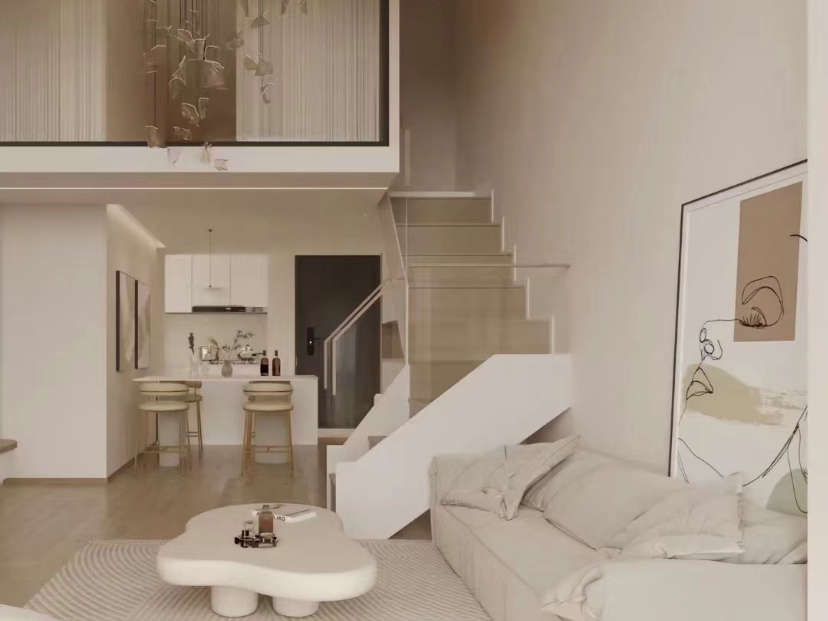 奶油风loft复式公寓_念念爱设计-站酷ZCOOL