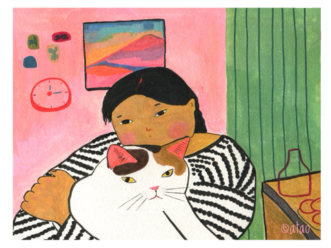 女孩和猫_tao_atao-站酷ZCOOL