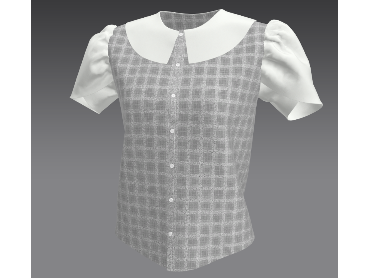 虚拟服装-花苞袖衬衫（by MD）_已逝的鱼-站酷ZCOOL