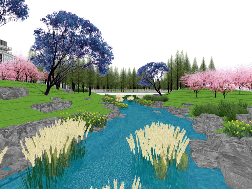 城市街头公园景观SU模型下载_素模网-站酷ZCOOL