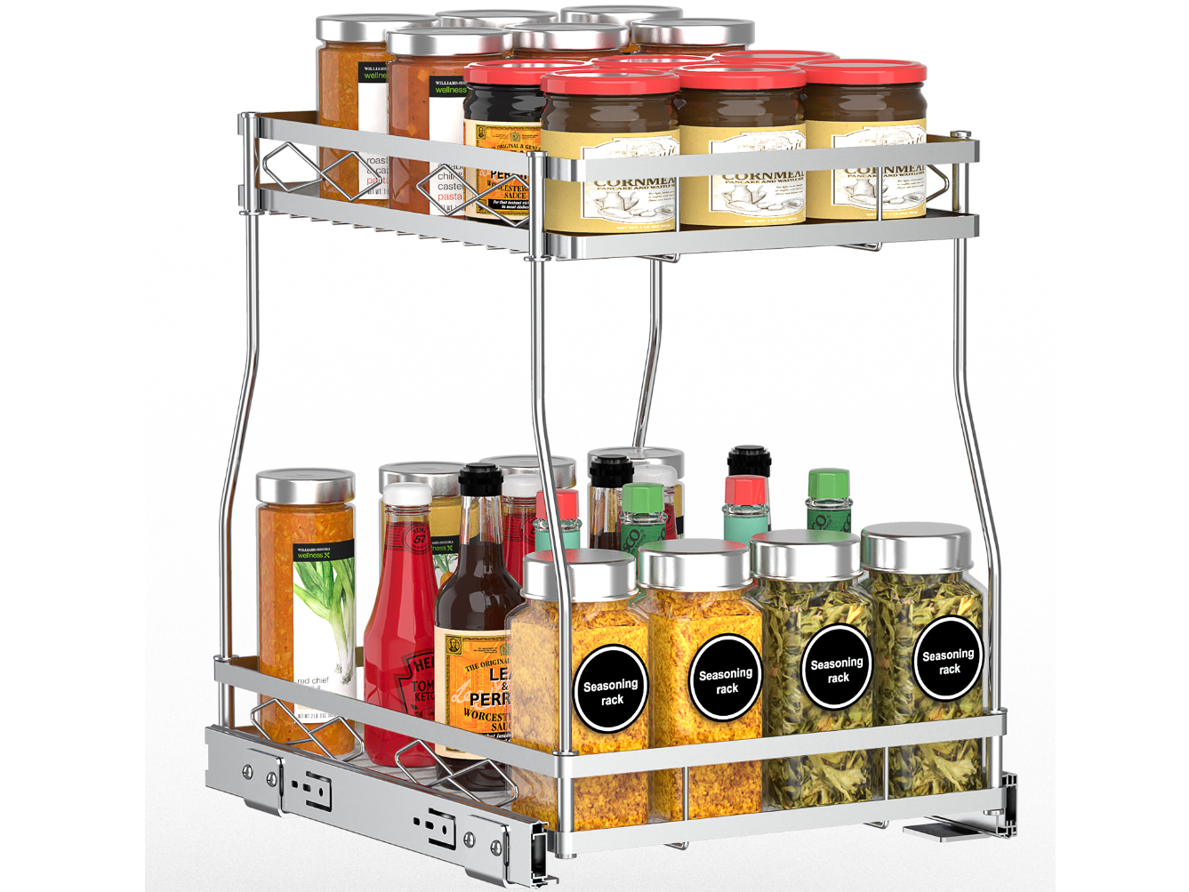 两层4柱扁铁3节滑轨置物篮_Mr_Tim-站酷ZCOOL