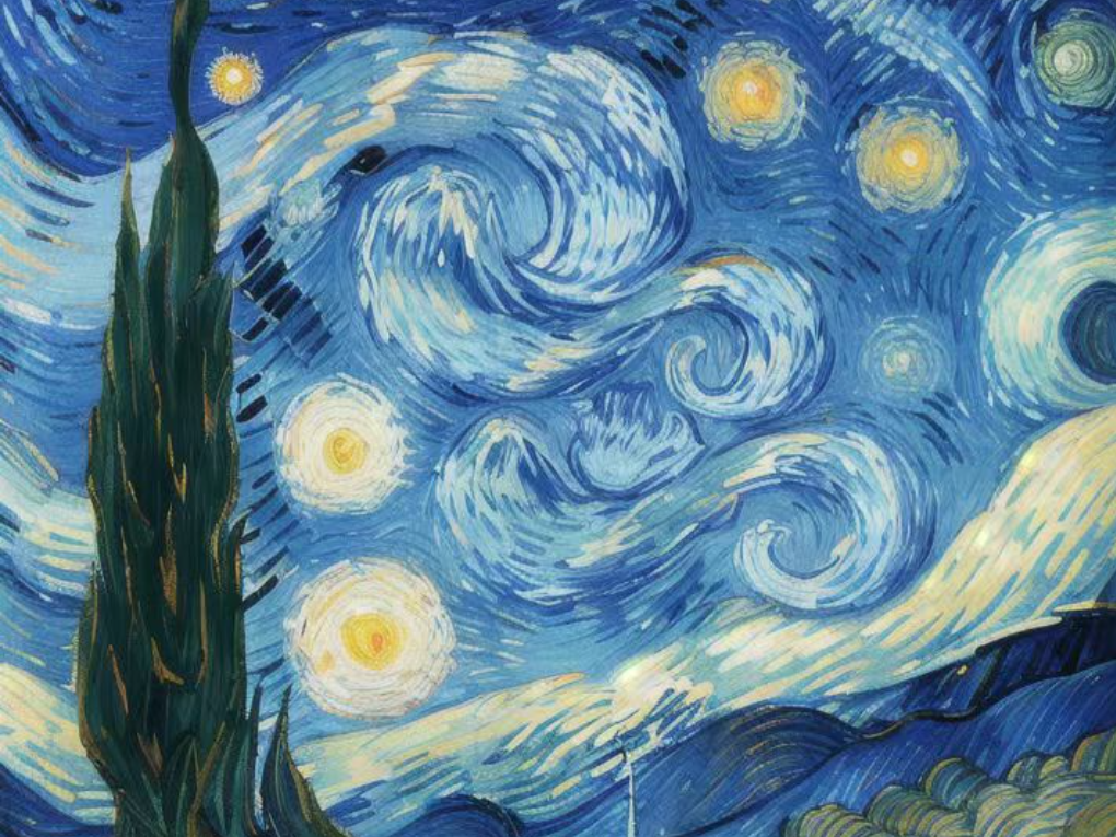 AI创作-梵高风格星空下的男人_画师岑枫-站酷ZCOOL